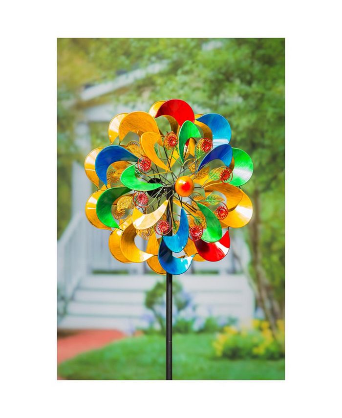 Evergreen 75"H Wind Spinner, Layered Flower- Fade and Weather Resistant ...