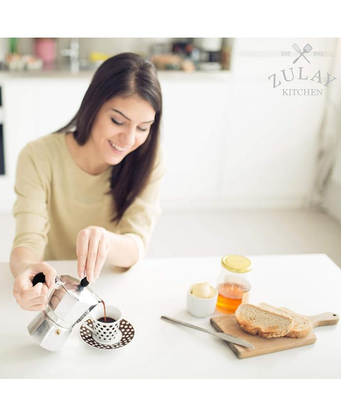 Zulay Kitchen 1 Piece Aluminum Italian Espresso Maker - Curved Handle ...