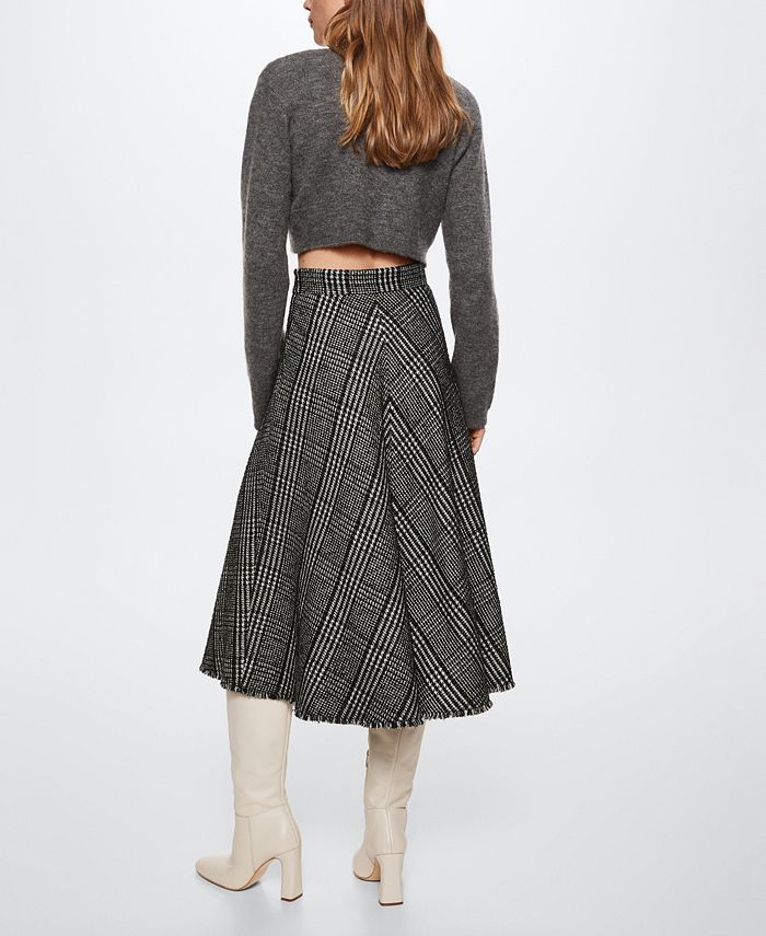 MANGO Women's Checked Midi Skirt - Macy's