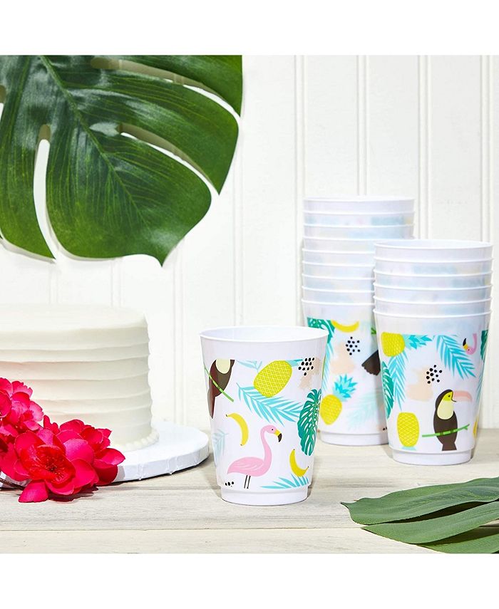 Sparkle and Bash Tropical Party Supplies, Plastic Cups for Luau ...