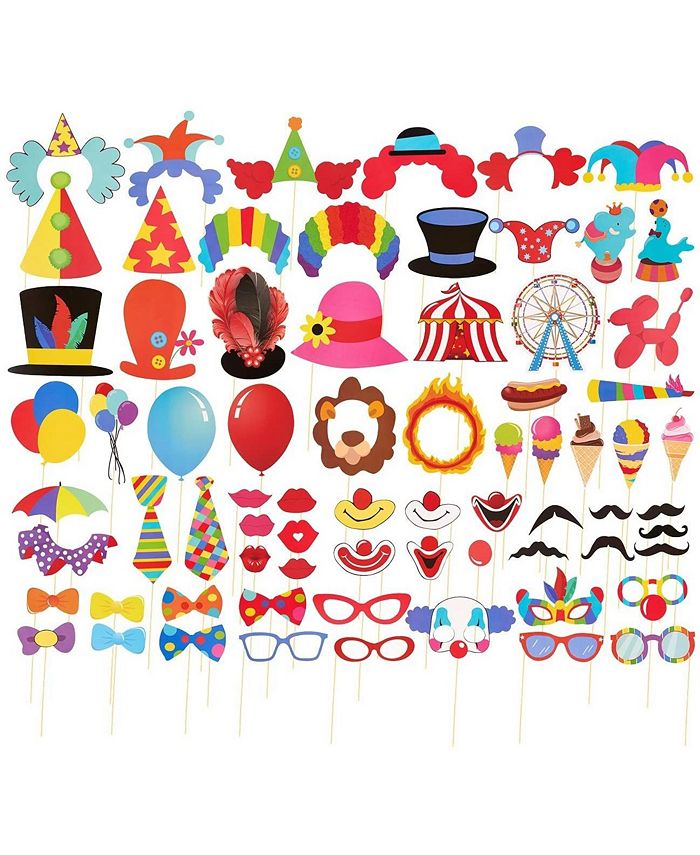Blue Panda 72-Pack Circus Photo Booth Props - Carnival Circus Party ...