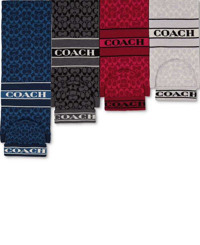 COACH Women's Signature Logo Soft Rib Knit Cuff Beanie - Macy's