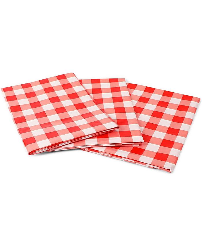 Blue Panda Country Red and White Checkered Tablecloth, Rustic Plastic ...