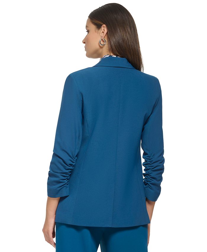 DKNY Women's Open-Front Ruched-Sleeve Shell Blazer - Macy's