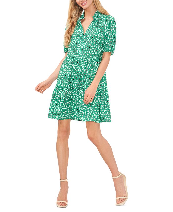 CeCe Women's Short Sleeve Tiered V-Neck Baby Doll Dress - Macy's