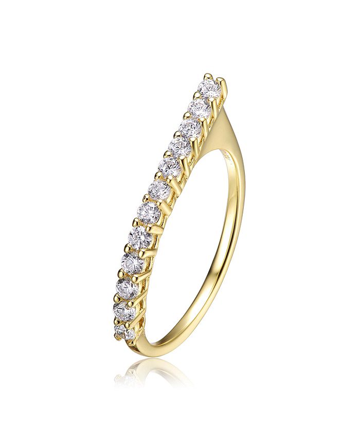 Genevive 14k Yellow Gold Plated with Cubic Zirconia Waterfall Square ...