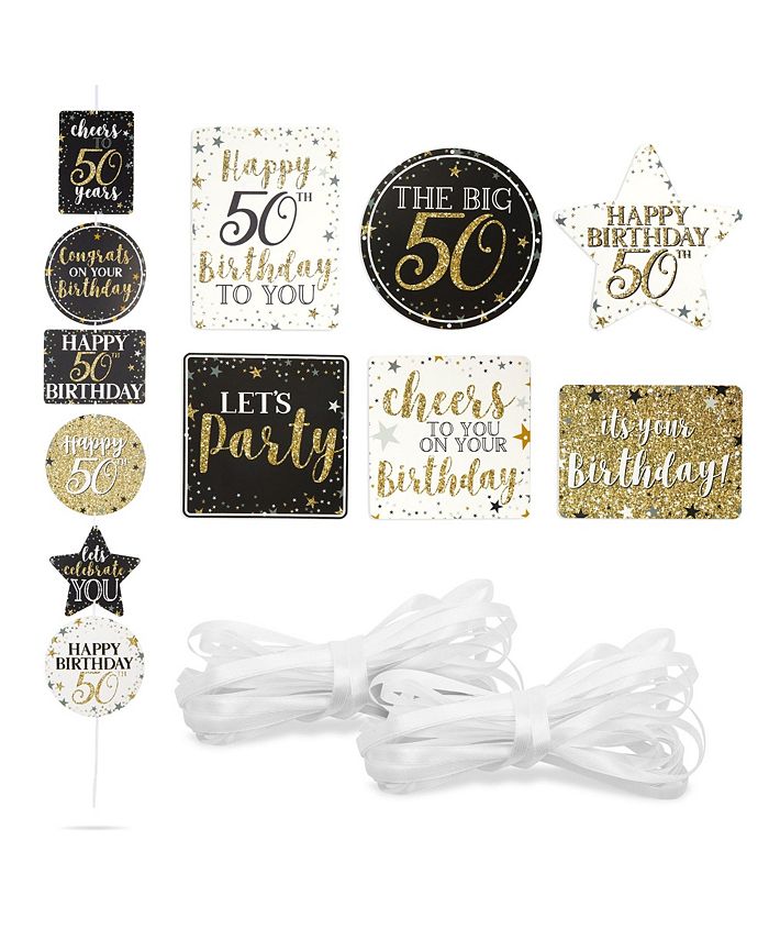 Sparkle and Bash Glitter Party Signs for 50th Birthday Decorations for ...