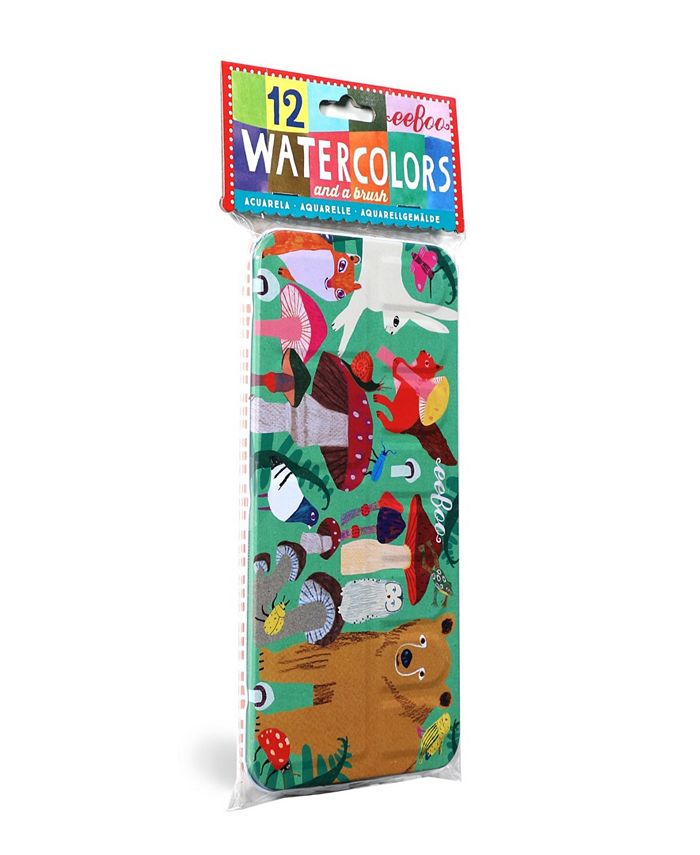 Eeboo Mushroom 12 Colors Watercolors Paint 13 Piece Set - Macy's