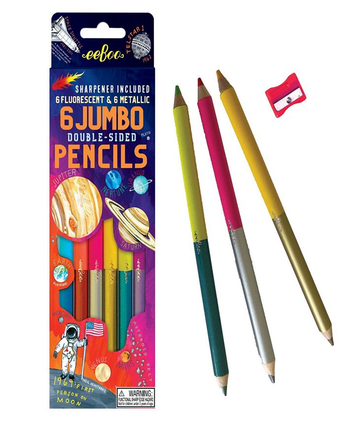Eeboo Solar System Fluorescent Double-Sided Color Pencils Set, 7 Piece ...