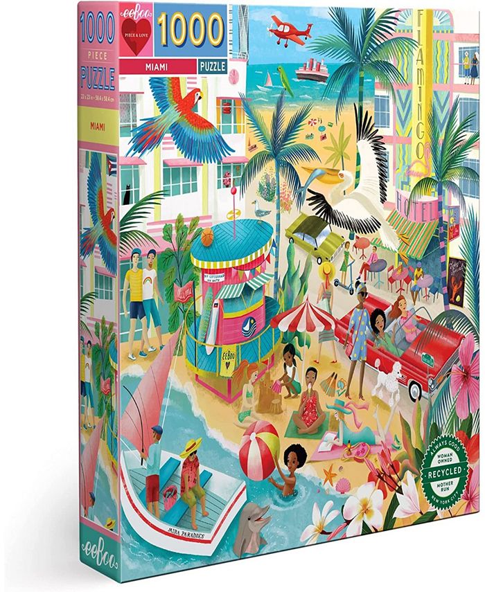 Eeboo Piece and Love Miami 1000 Piece Adult Square Jigsaw Puzzle - Macy's