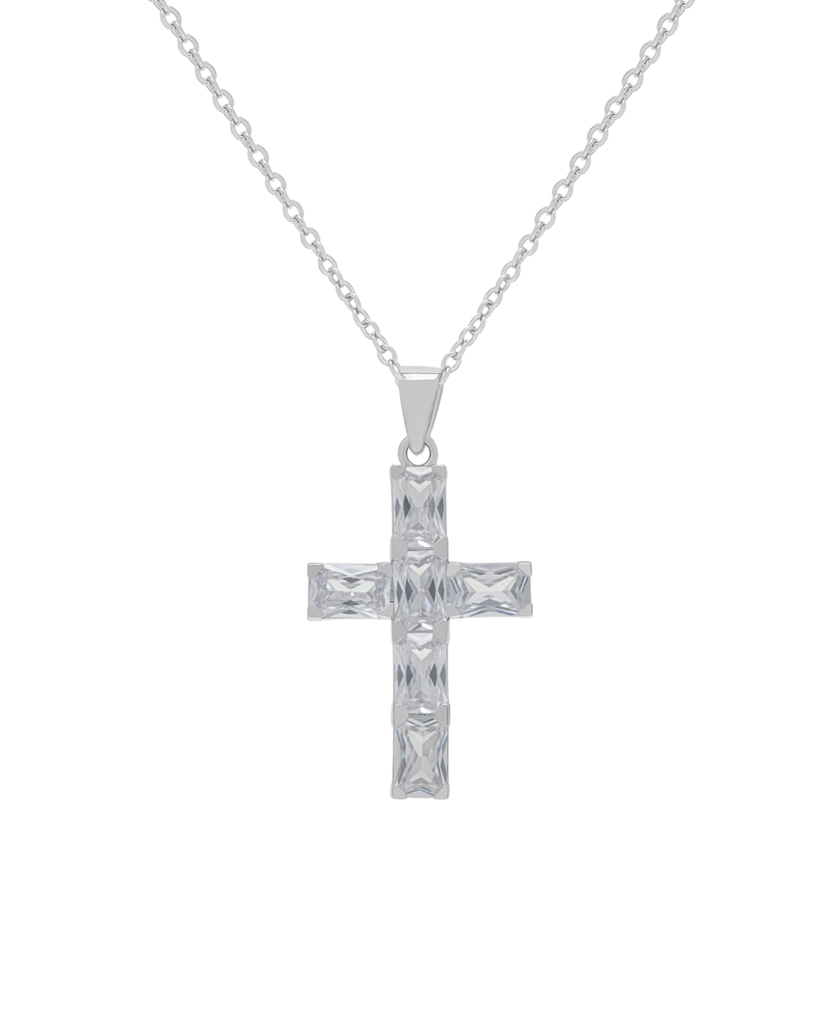 Click here for Macys Cubic Zirconia Emerald Cut Cross Pendant - S... prices