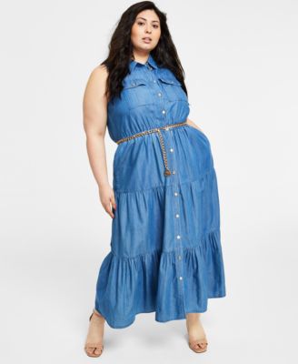Plus Size Tiered Sleeveless Dress