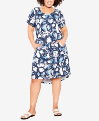 Avenue Plus Size Hello Sunshine Print Dress - Macy's