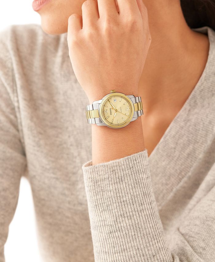 Fossil Women's Heritage Automatic Two Tone Stainless Steel Watch 38mm ...