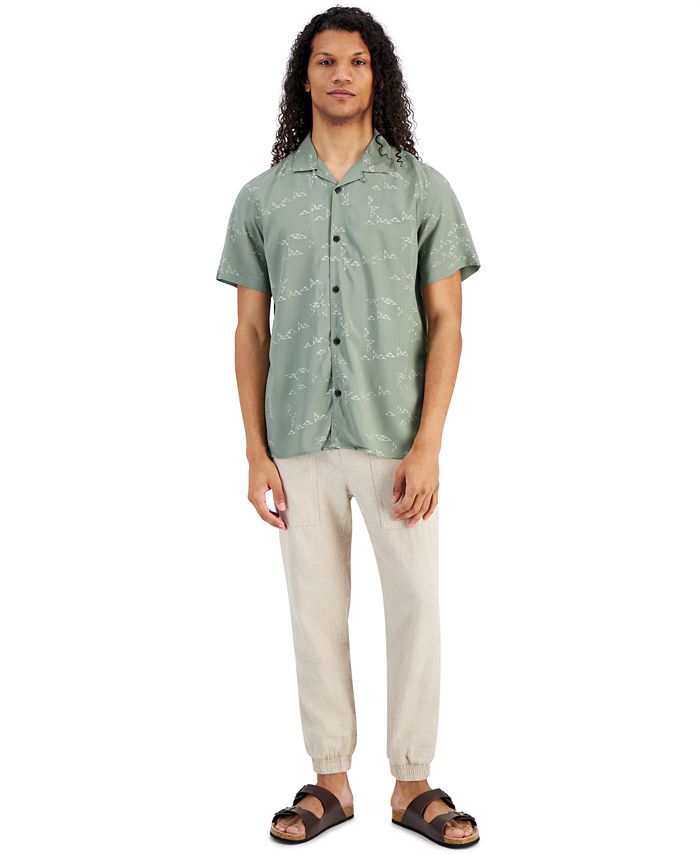 Sun + Stone Men's Pitt Regular-Fit Geo-Print Button-Down Camp Shirt ...