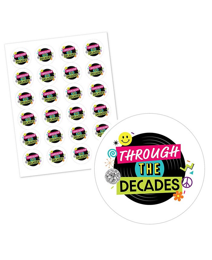 Big Dot of Happiness Through the Decades Party Circle Sticker Labels ...