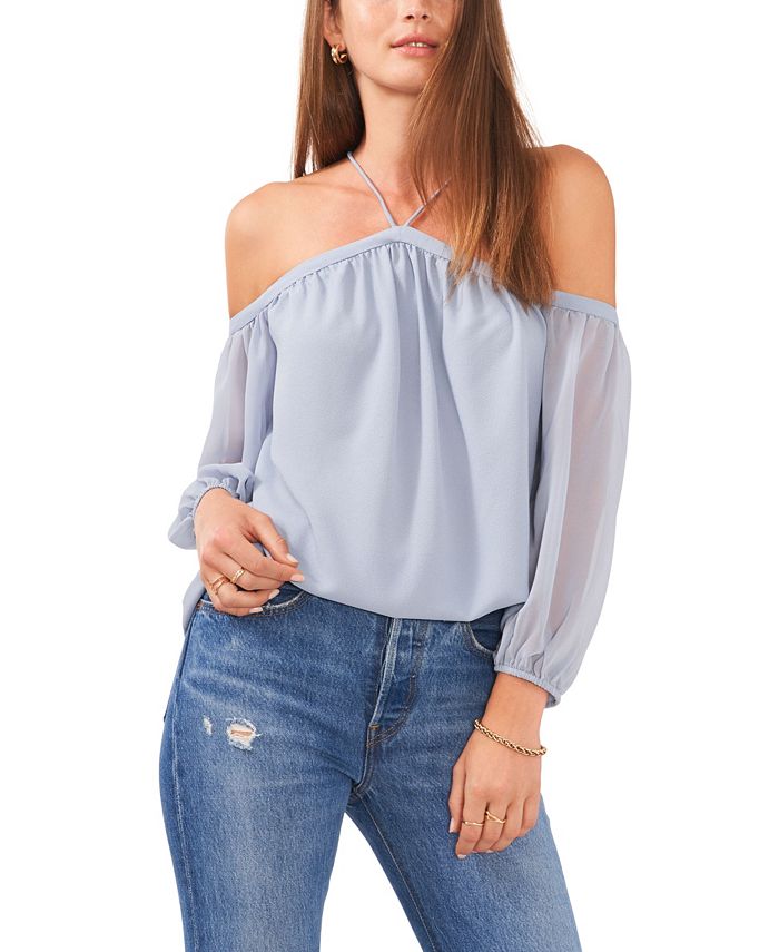 1 State Womens Off The Shoulder Halter Neck Blouse Macys