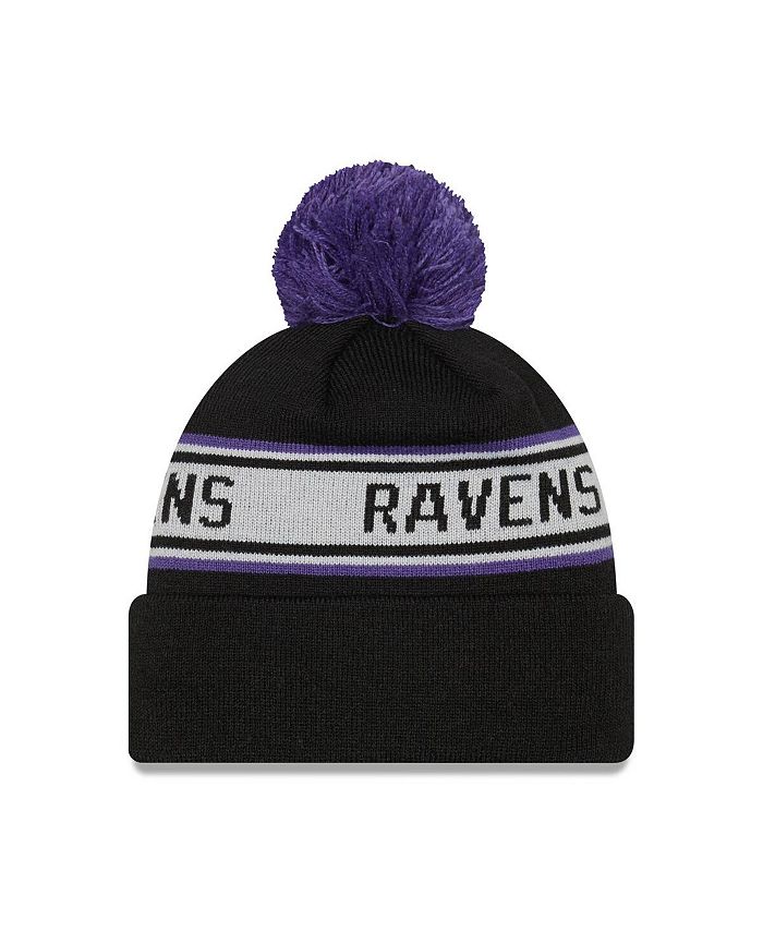 New Era Men's Black Baltimore Ravens Repeat Cuffed Knit Hat with Pom ...