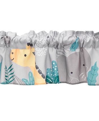 Bedtime Originals Mighty Jungle Gray Elephant/Giraffe Window Valance ...