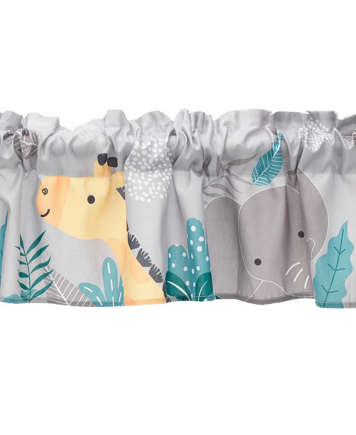 Bedtime Originals Mighty Jungle Gray Elephant/Giraffe Window Valance ...
