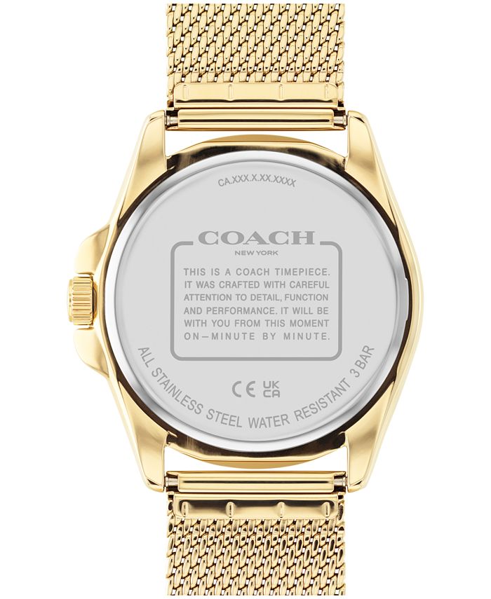 COACH Men's Greyson Quartz Gold-Tone Stainless Steel Mesh Bracelet ...