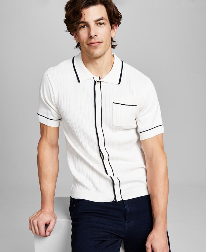 And Now This Men's Needle Stitched Button Front Polo - Macy's