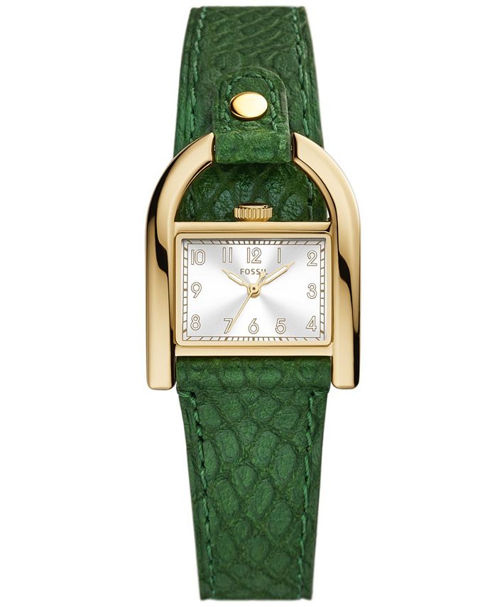 Fossil Women's Harwell Quartz Green Leather Strap Watch, 28mm - Macy's
