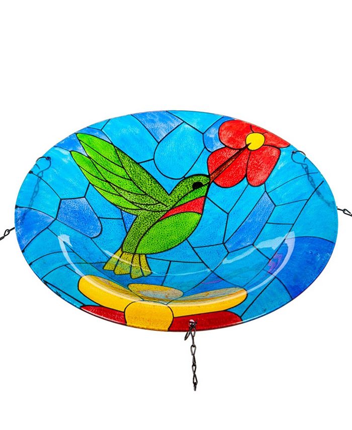 Evergreen 14" Glass Hanging Birdbath, Hummingbird - Macy's