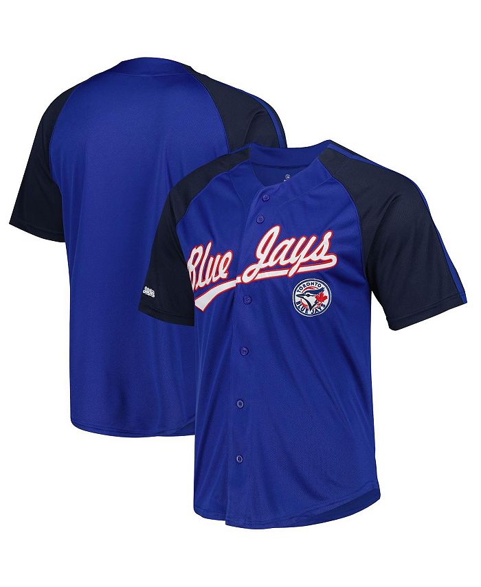 Stitches Men's Royal Toronto Blue Jays Button-Down Raglan Replica ...