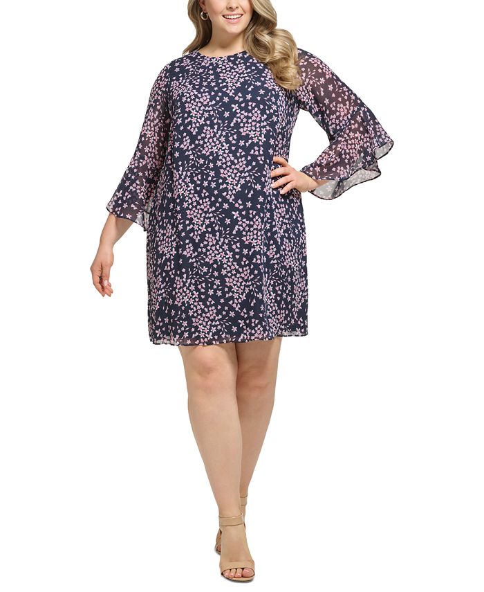 Jessica Howard Plus Size Printed Flutter Sleeve A Line Dress Macys