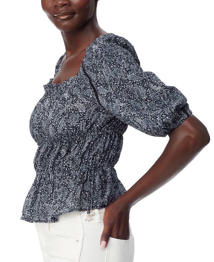 Sam Edelman Women's Square-Neck Puff-Sleeve Blouse - Macy's