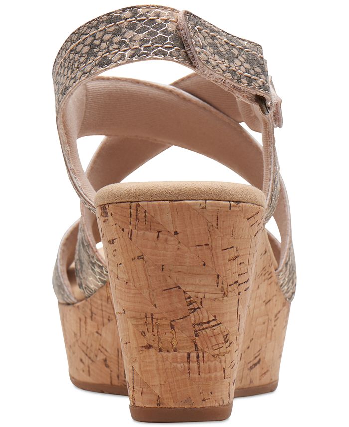 Clarks Women's Rose Way Crisscross Cork-Wedge Sandals - Macy's