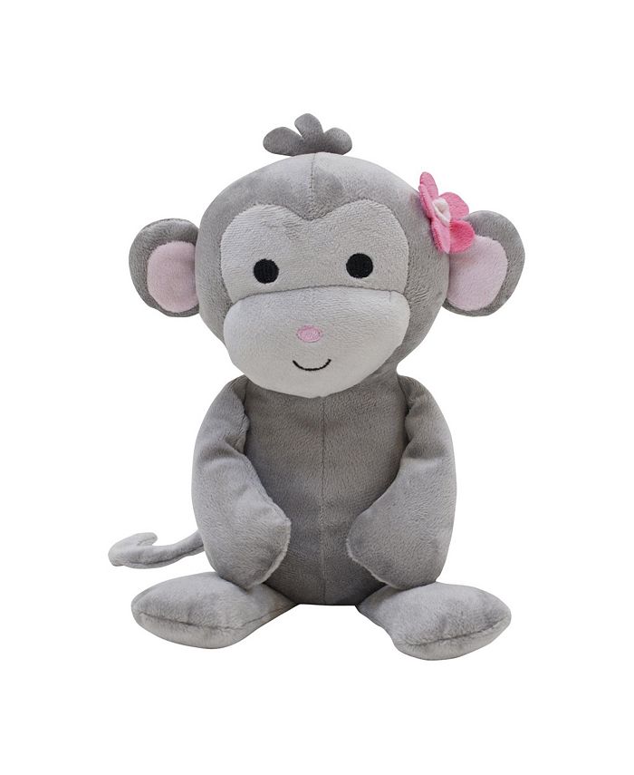 Bedtime Originals Pinkie Gray/Pink Plush Monkey Stuffed Animal ...