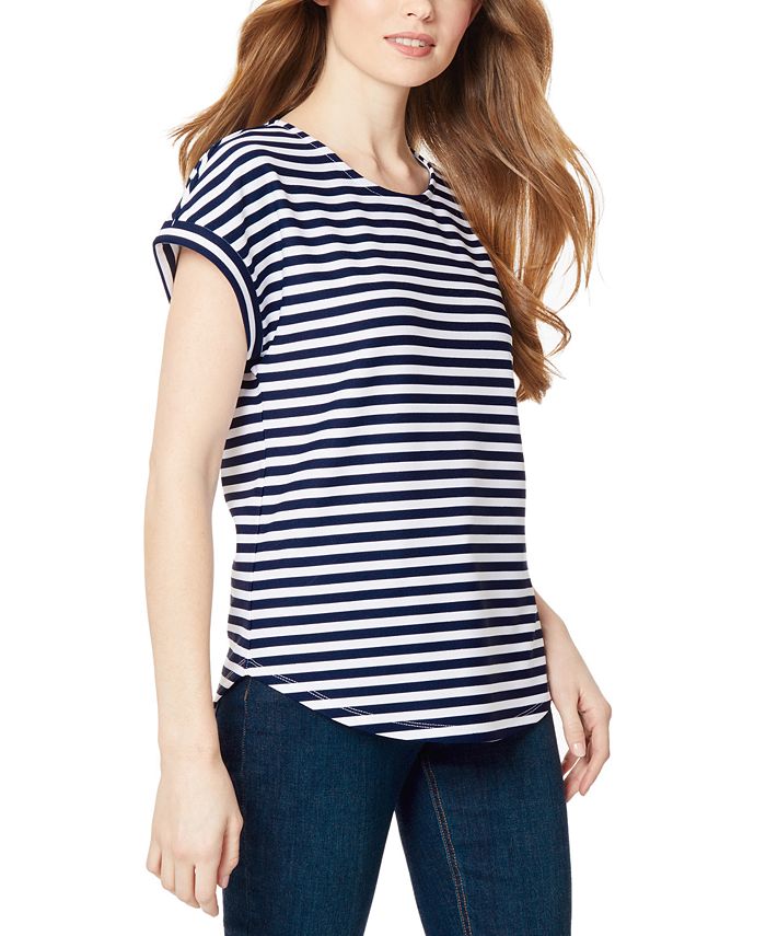 Jones New York Women's Extended-Shoulder Striped Top - Macy's
