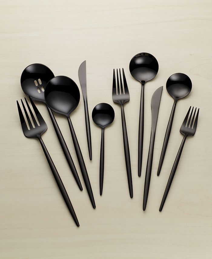 Hampton Forge Skandia Zephyr Black 45 Piece Flatware Set, Service For 8 ...