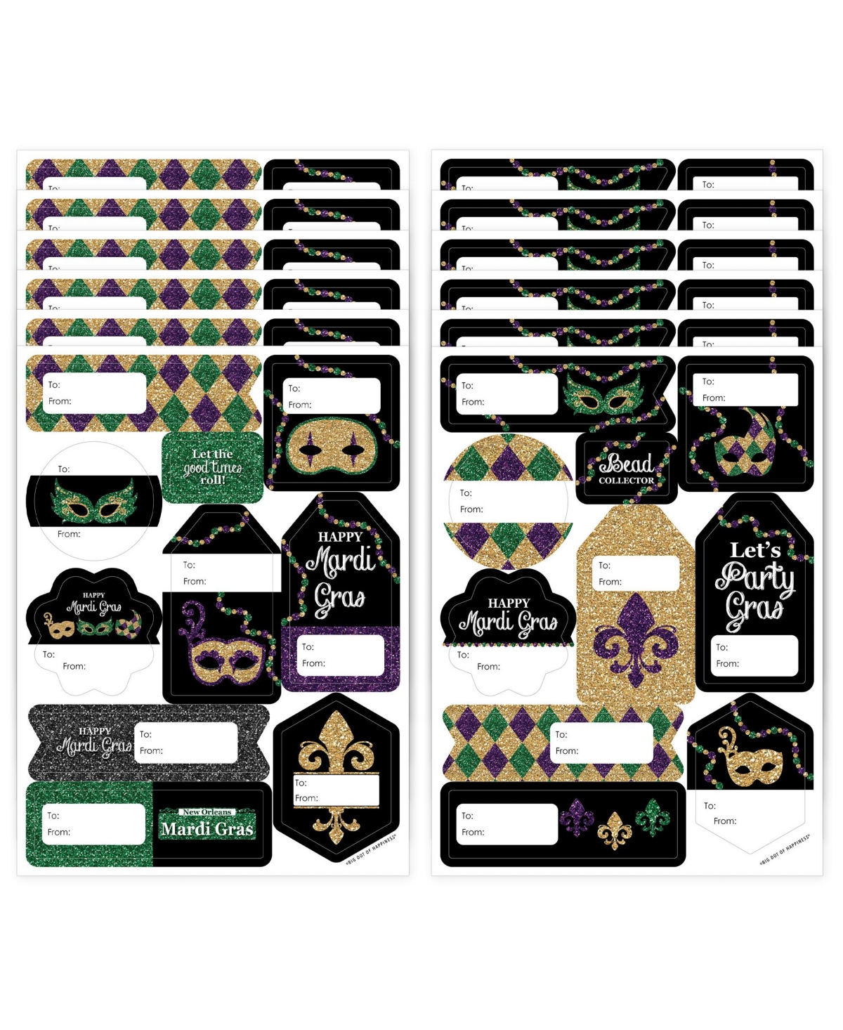 Big Dot Of Happiness Mardi Gras Masquerade Party Gift Tag Labels To and ...