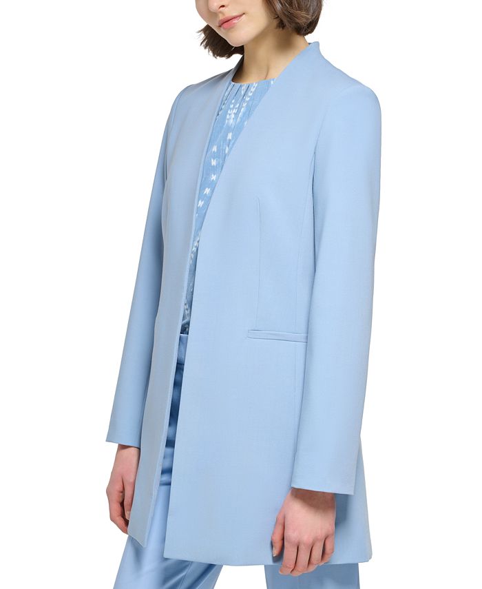 Calvin Klein Petite Lux Collarless Open-Front Topper Jacket - Macy's