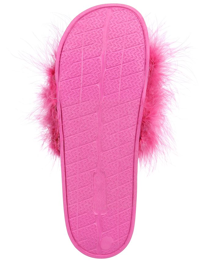I.N.C. International Concepts Women's Marabou Pool Slides, Created for ...