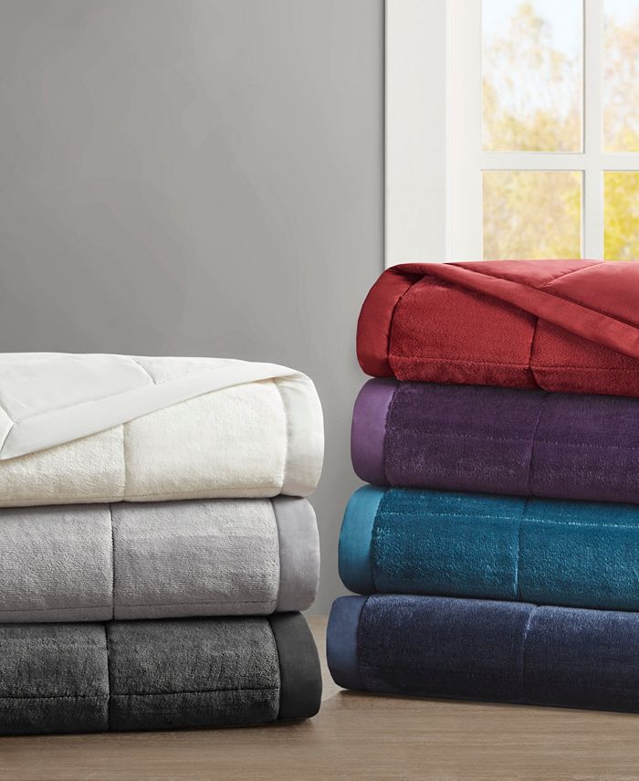 Madison Park Coleman Reversible Plush Down Alternative Blanket, Twin ...