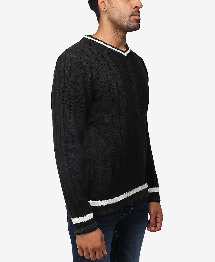 X-Ray Men's Cable Knit Tipped V-Neck Sweater - Macy's