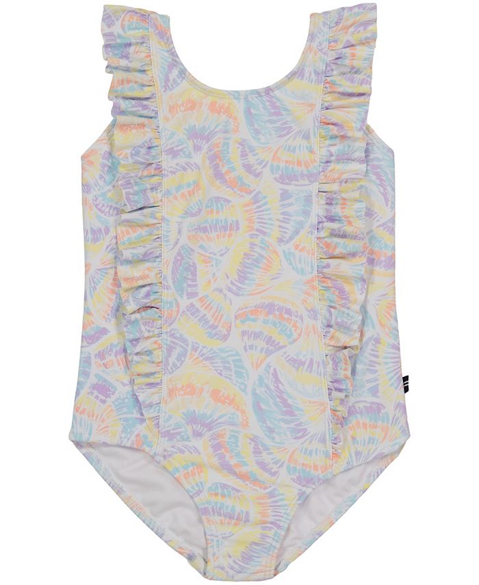 Nautica Little Girls Ruffle Trim Seashell Print One-Piece Swimsuit - Macy's