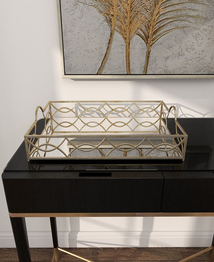 Rosemary Lane Metal Mirrored Tray, 25" x 15" x 5" - Macy's