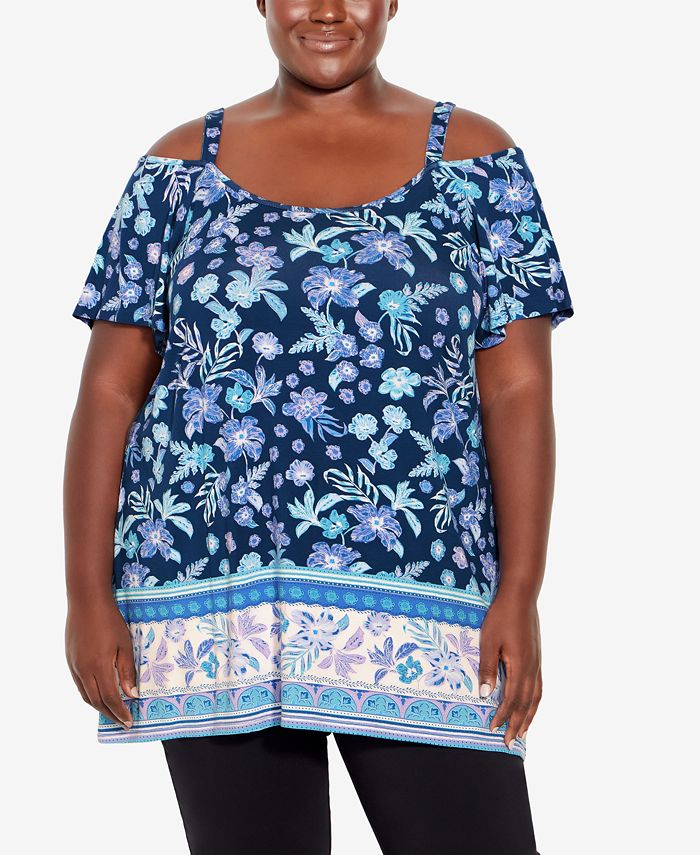 AVENUE Plus Size Carrie Cold Shoulder Top - Macy's