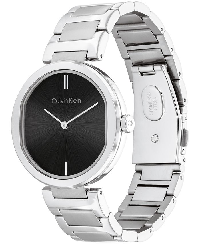 Calvin Klein Women's 2-Hand Silver-Tone Stainless Steel Bracelet Watch ...