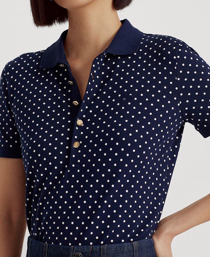 Lauren Ralph Lauren Women's Polka-Dot Piqué Polo Shirt - Macy's