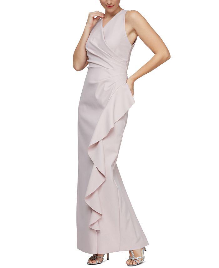 Alex & Eve Women's Cascade-Ruffle Back-Slit Gown - Macy's