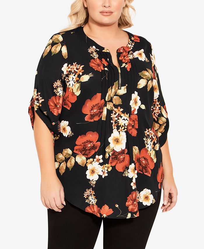 AVENUE Plus Size Eastbrook Print Top - Macy's