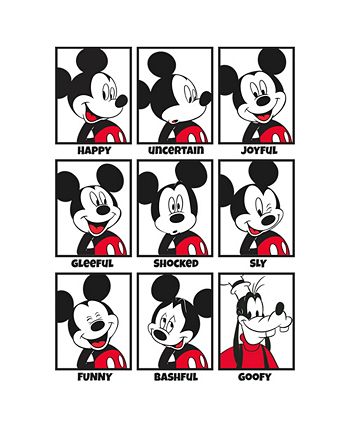 Disney Boy's Mickey & Friends Mickey Mouse All Emotions Grid Child T ...