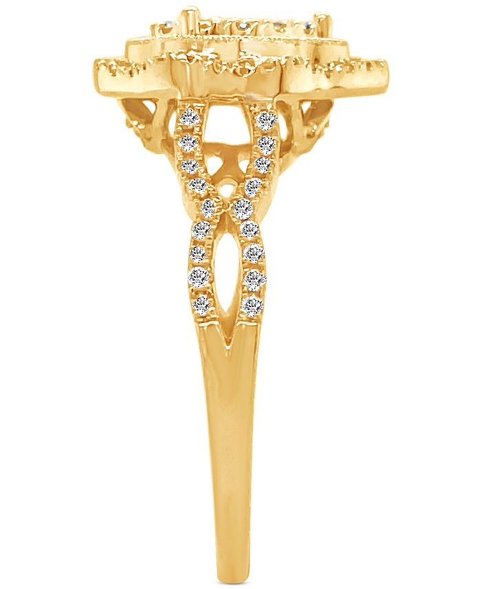 Macy's Diamond Openwork Cluster Engagement Ring (1/2 ct. t.w.) in 14k ...