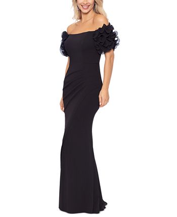 XSCAPE Off-The-Shoulder Ruffled-Sleeve Gown - Macy's